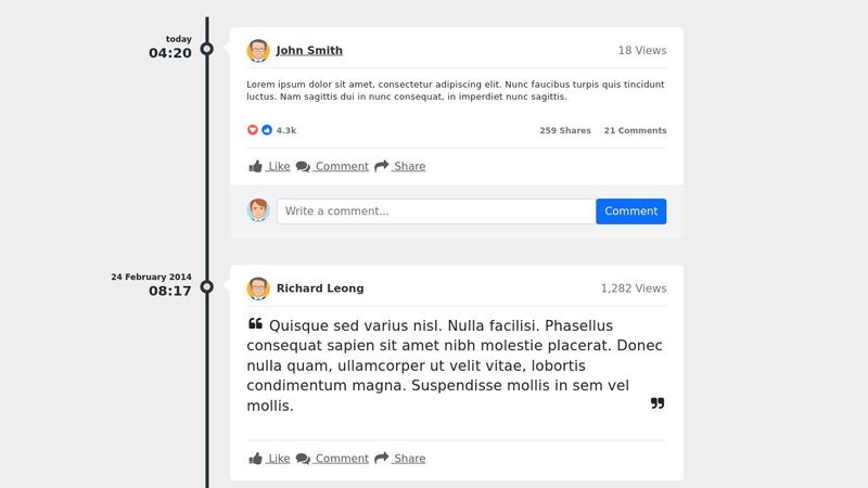 Bootstrap snippet. bs4 timeline