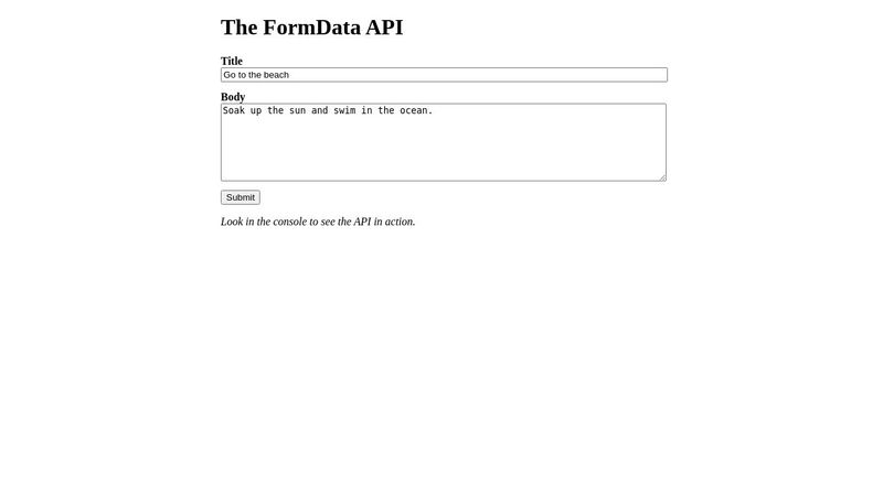 The FormData Object with array destructuring