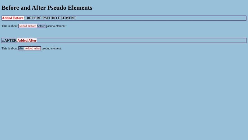 ::before & ::after text content example