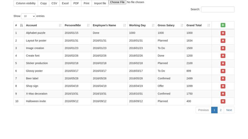Add input into datatables