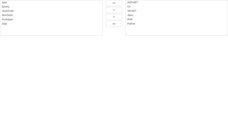 Move Items Between Two Select Lists Using jQuery Move Items Between Two Select Lists Using jQuery