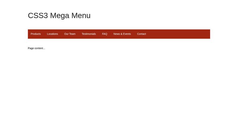 pure css flat design dropdown mega menu