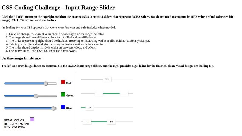 CSS Coding Challenge - Input Range Slider