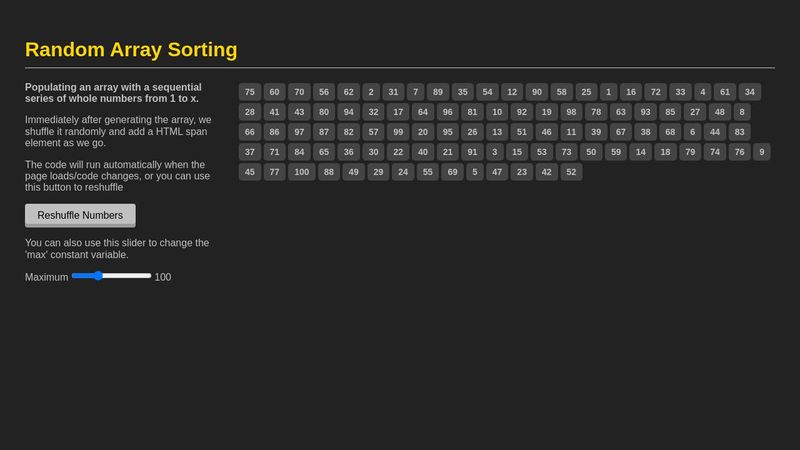 Random Array Sorting for Dad