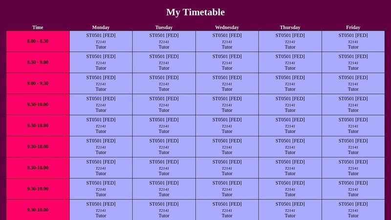 Timetable
