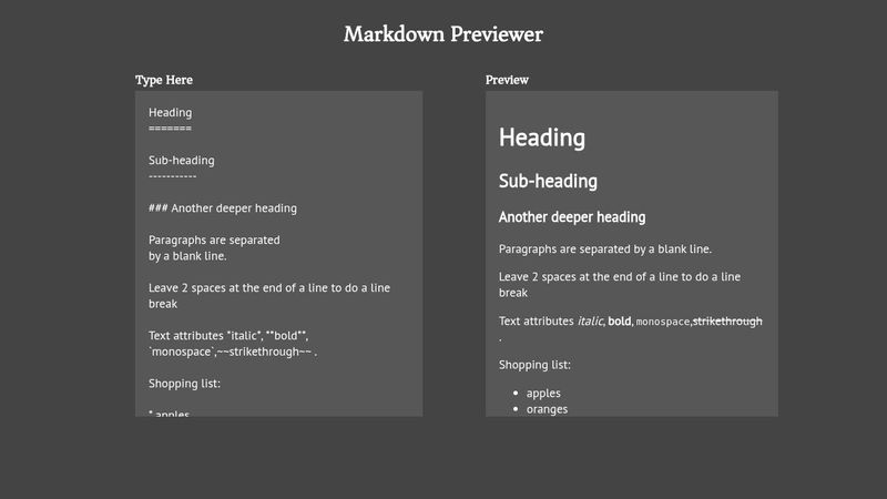 Markdown Previewer w/ React (Github Flavored)