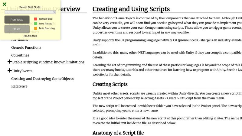 FCC: Build a Technical Documentation Page | Unity Scripting Overview