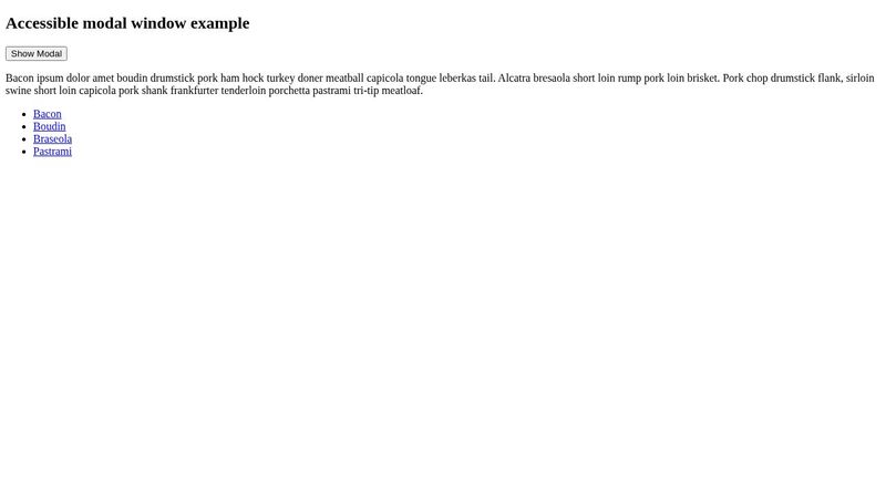 Accessible modal window