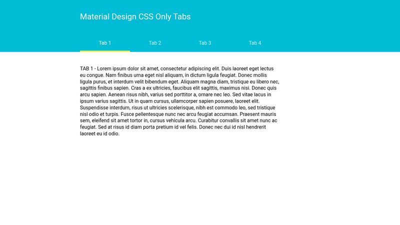 Material Design CSS Only Tabs