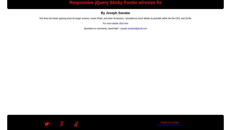 Responsive jQuery Sticky Footer w/resize fix