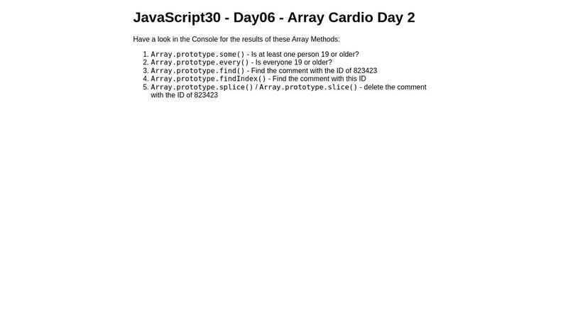 Array Cardio Day 2 (JavaScript30 Day 07)