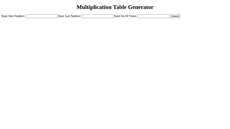 Multiplication Table Generator