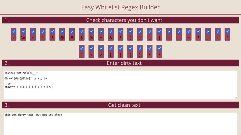 Easy Whitelist Regex Builder : )