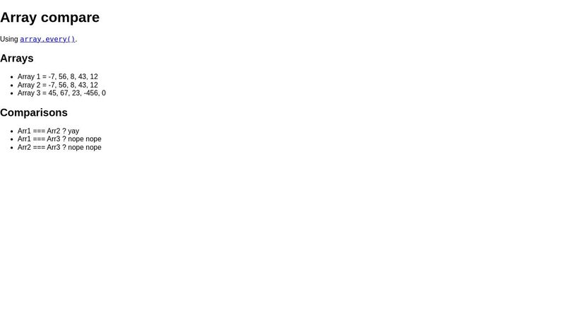 Compare two arrays of integers