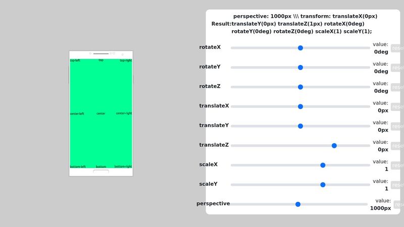 CSS preserve3d perspective translateX translateY translateZ rotateX ...