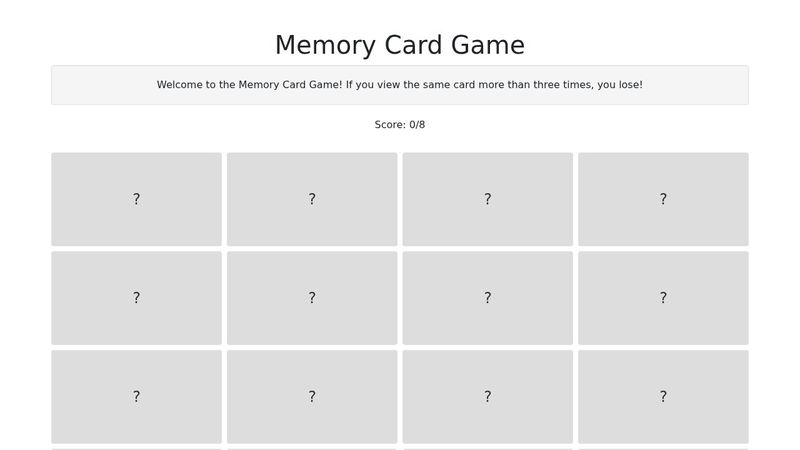 Pro03 Memory Card Game