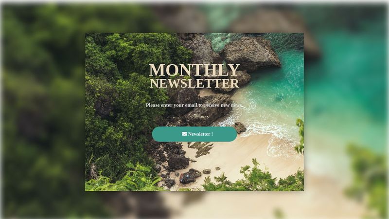 Newsletter Box Using Only HTML & CSS blur background
