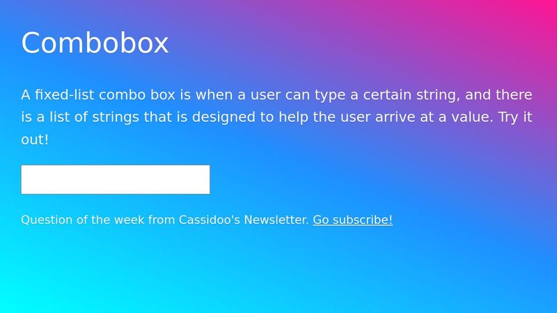 cassidoo #148: combobox