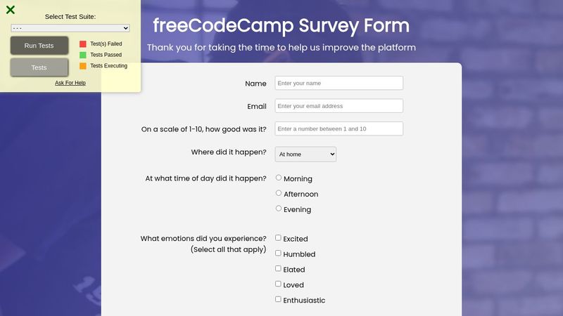 CodePen Home Responsive Web Desing Project 2 - Survey Form. -by Tomas ...