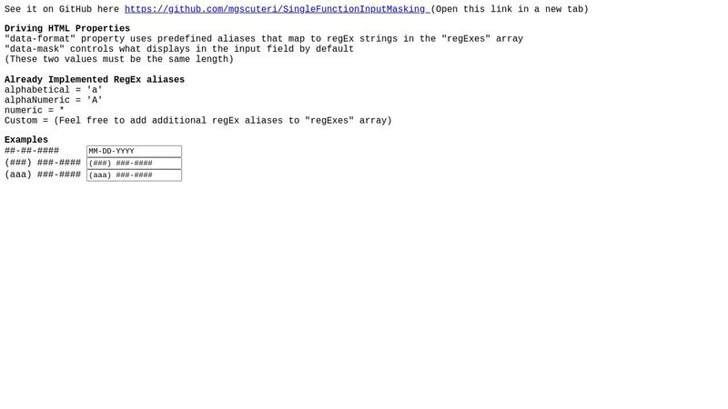 Vanilla JS Input Mask