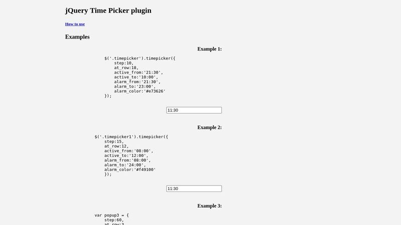 jQuery Time Picker Plugin