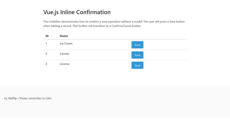 Vue.js Inline Confirmation