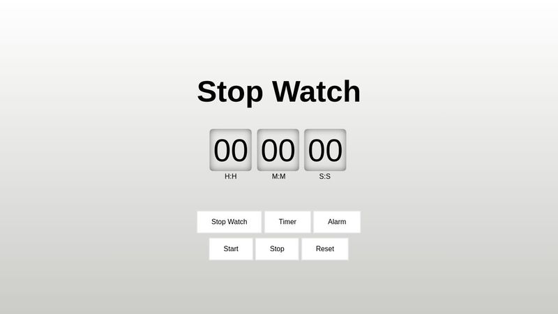 StopWatch Timer Alarm Vanilla JS ES5