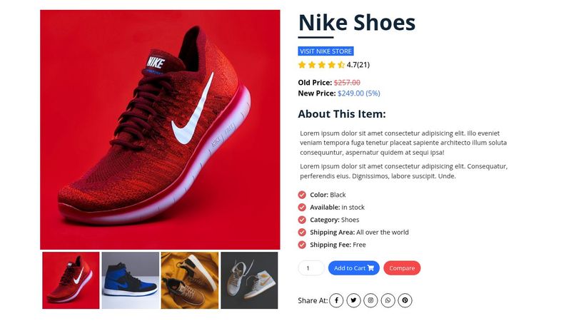 Product Detail Page Design With Image Slider HTML CSS & Javascript