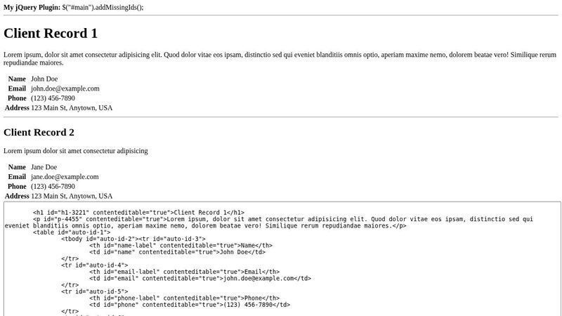 jQuery - Add Missing id attribute to HTML elements