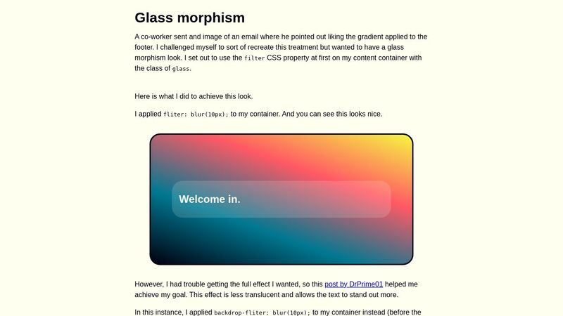 Glass Morphism and CSS properties