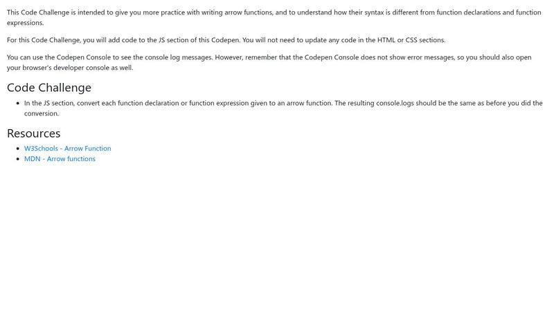 Code Challenge: JS - Arrow Function Writing Drills