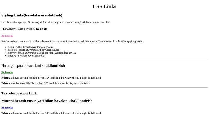 CSS Links