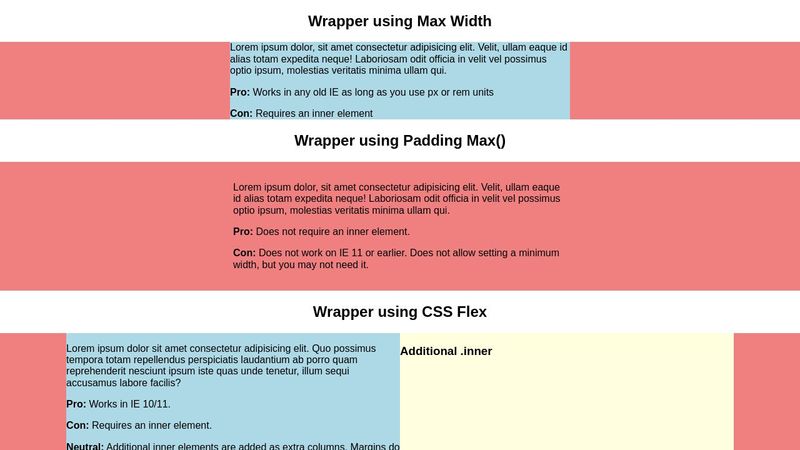 Edge-to-edge centered containers