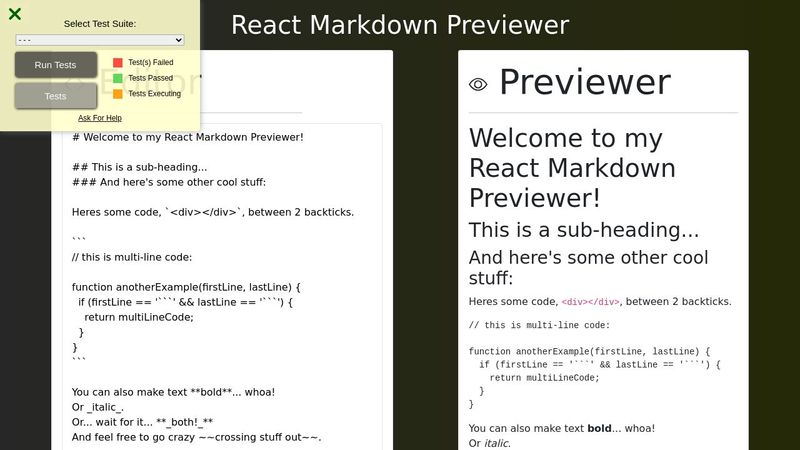 Simple React Markdown Previewer