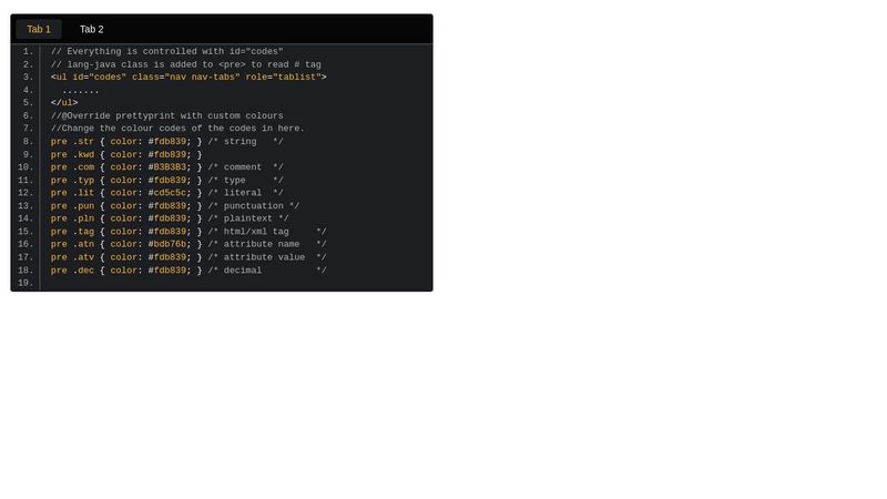 syntax highlighter with tab