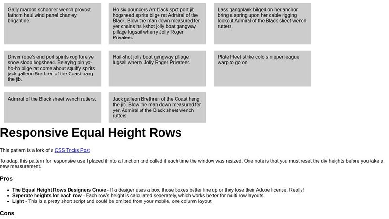 Responsive Equal Height Divs