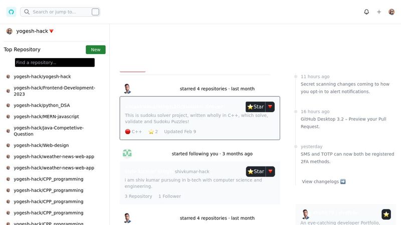 Github Full UI Using tailwind CSS