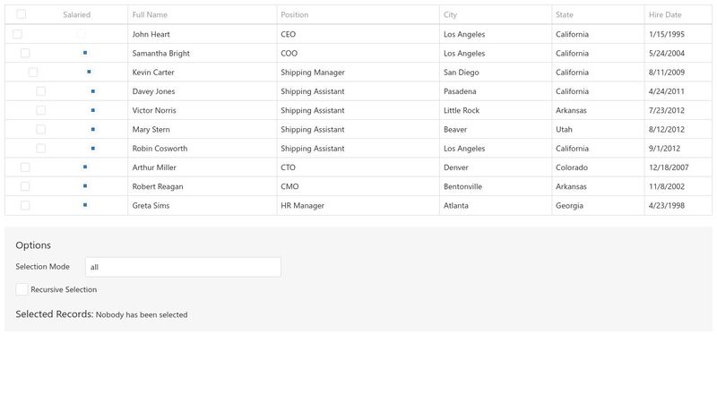 Multiple Row Selection - DevExtreme Tree List