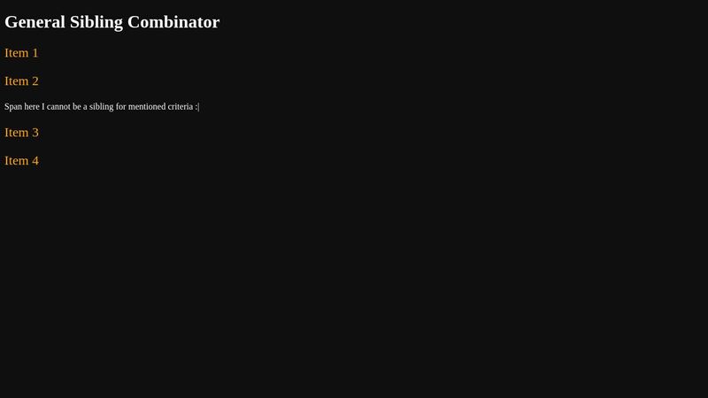 CSS General sibling combinator