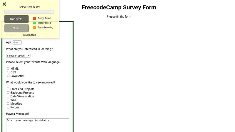 FreecodeCamp Survey Form