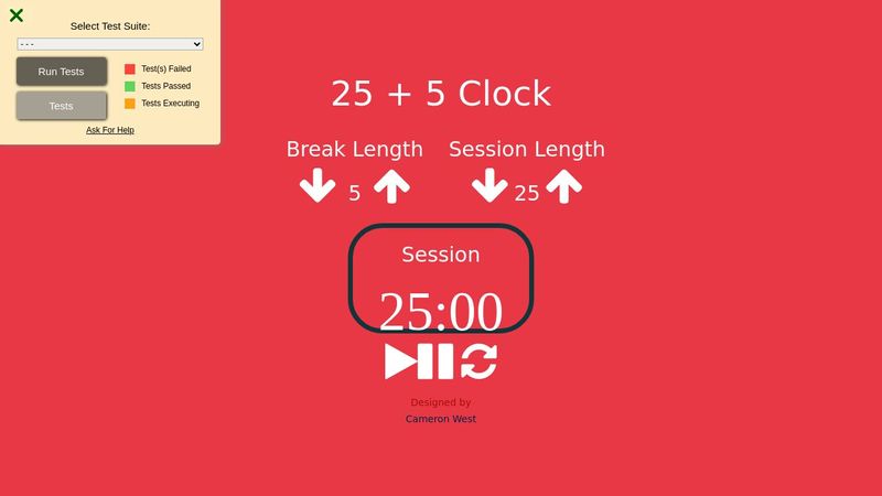 25 + 5 Clock: freecodeCamp