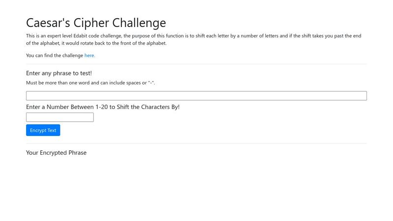 Caesar's Cipher Challenge