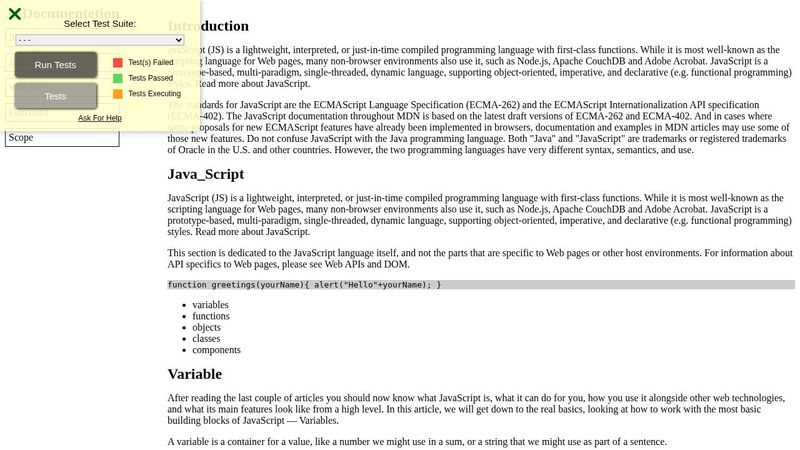 JavaScript technical Documentation