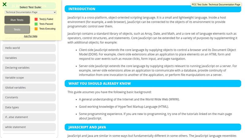 Technical Documentation Page