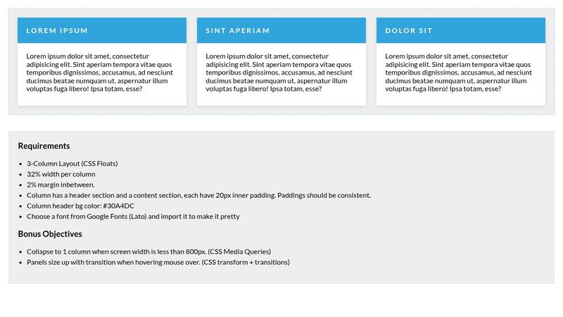 HTML/CSS3 Skill Test