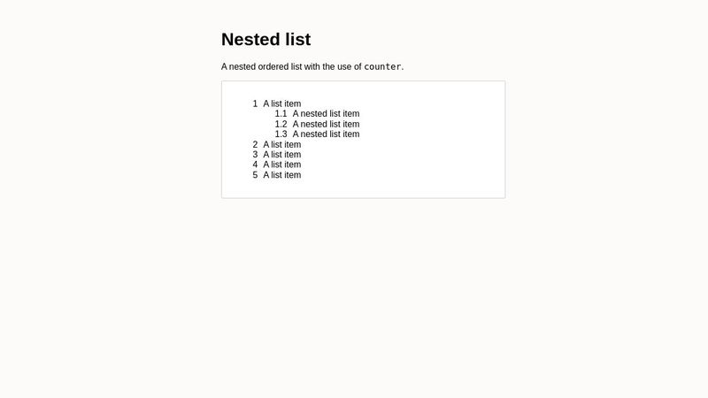 Nested ordered list