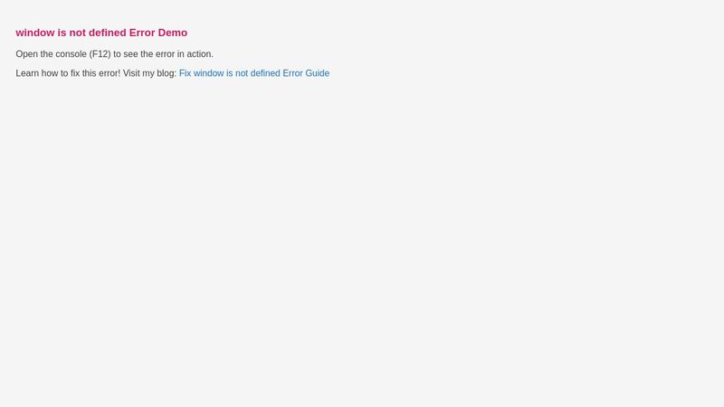 Fix Next.js Error window is not defined (2025 Guide)