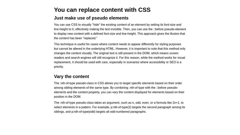 CSS text replacement