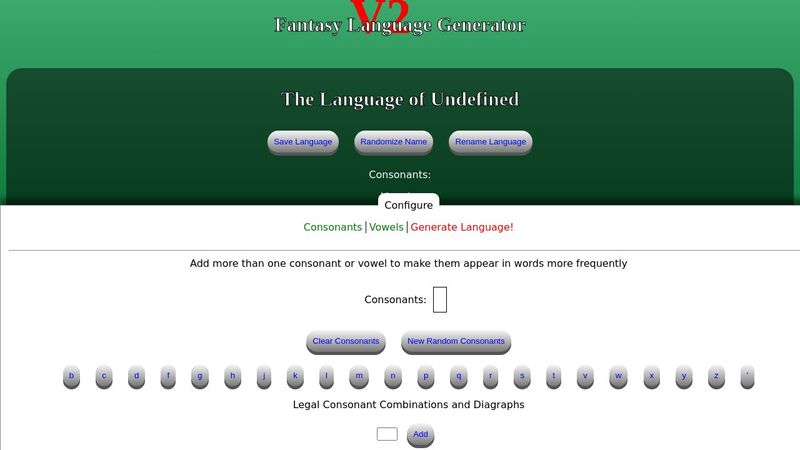 Fantasy Language Generator V2