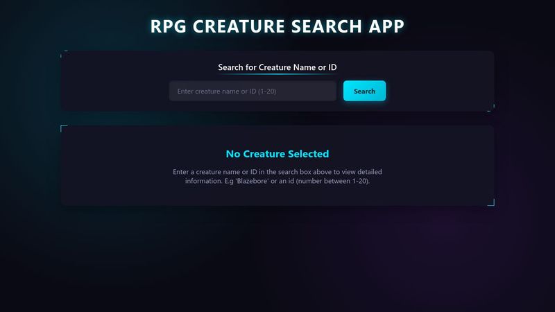 Rpg creature search app